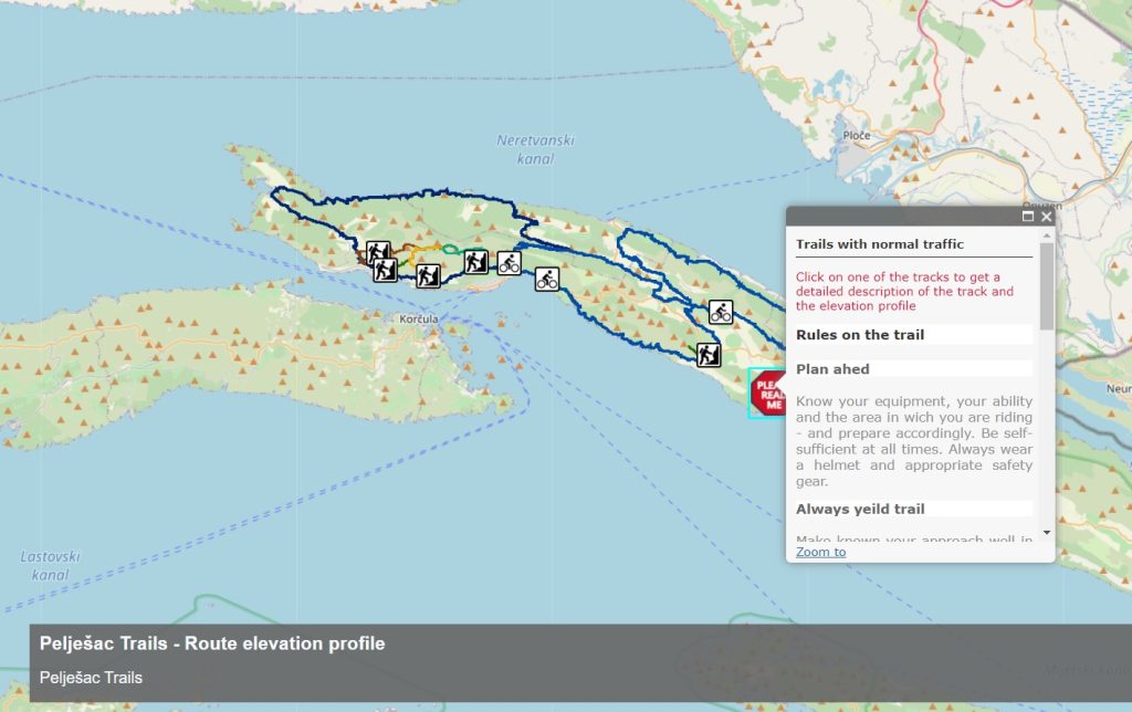 Pelješac Interactive Map with Cycling and Hiking Routes Available ...